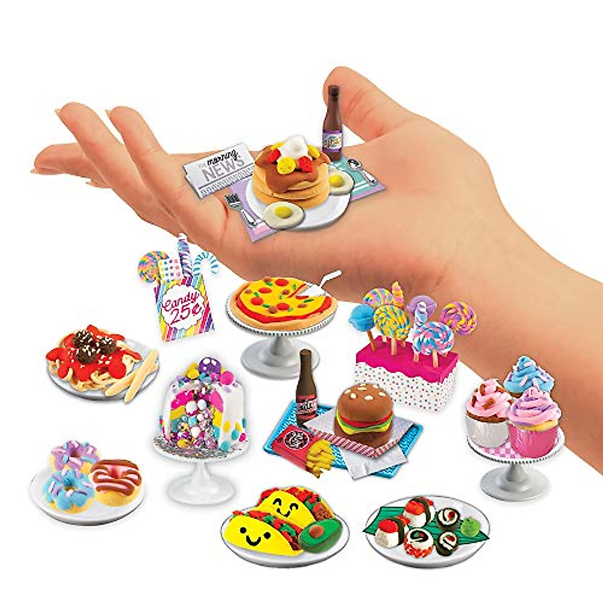 Fashion Angels Extra Small Mini Clay Kits (12317) - Air Dry Modeling Clay for Kids, Mini Food Kits Set (Set of 10 Kits), Mini Clay 10 Kit Set