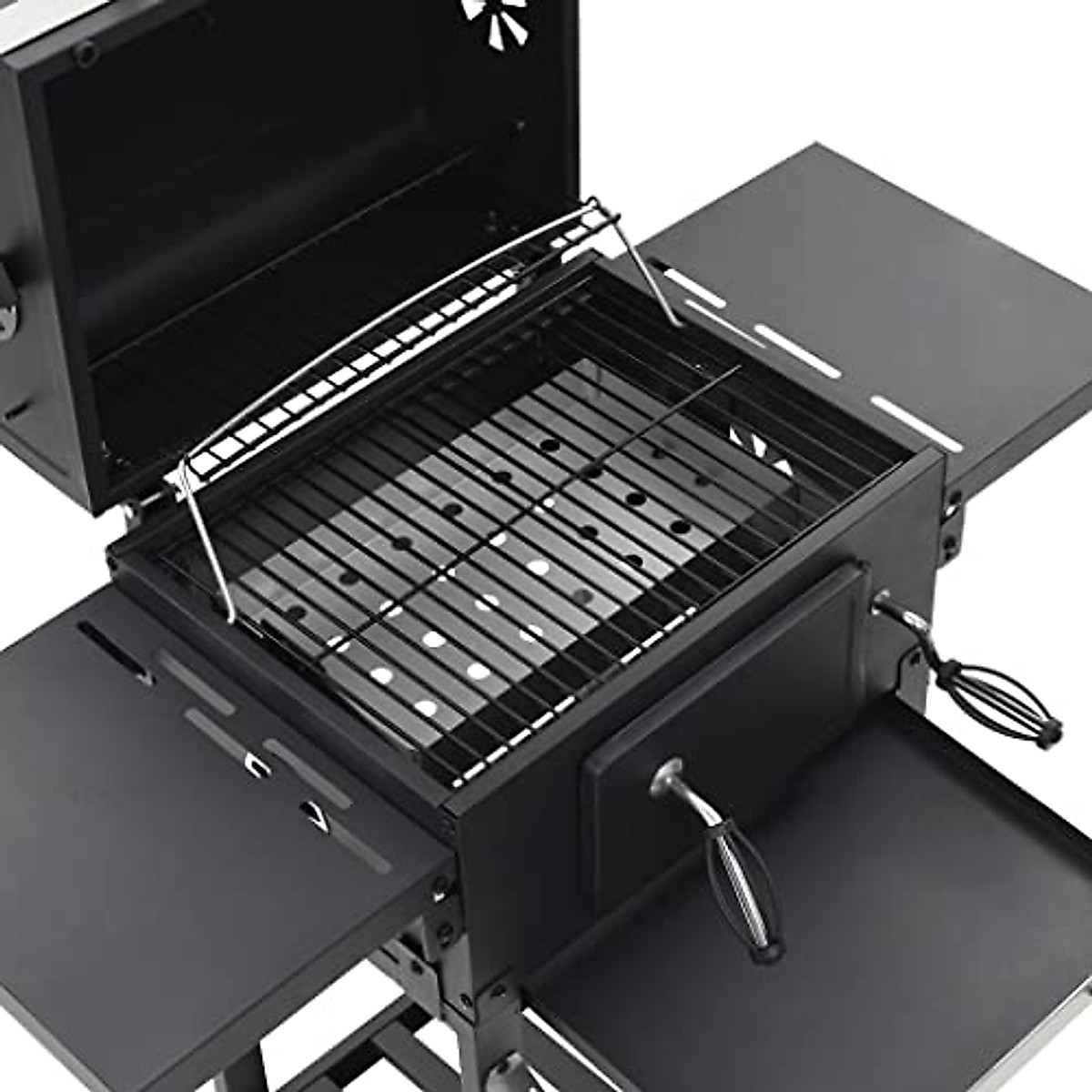 VRAXO Charcoal-Fueled BBQ Grill with Bottom Shelf Black,Outdoor Grills-37.84lbs