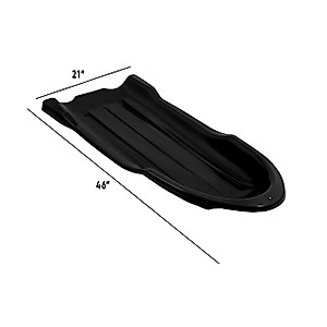 Superio Toboggan Snow Sleds for Kids and Adults, Pack of 3 46" Heavy Duty Plastic Open Back Sliders with Handles and Holes for Pull Ropes- (Ropes Excluded) Kid and Adult Winter Fun (Black)