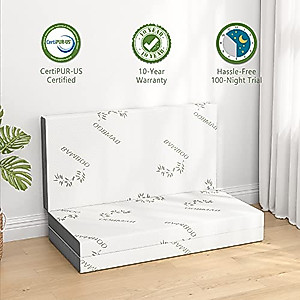 Folding Mattress Twin XL, TEQSLI Tri-Fold Gel Memory Foam Mattress Topper 4 Inch, Portable Mattress with Washable Bamboo Cover, Non-Slip Bottom, Breathable Mesh Sides for Traveling, Camping, Guest Bed