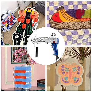 Cut Pile Rug Tufting Gun, Electric Carpet Weaving Flocking Machine Handheld Knitting Rug Gun Machine Starter Kit 100V-240V 7-19mm