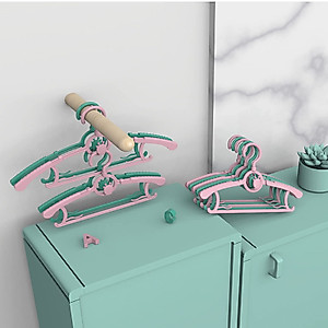 Adjustable Baby Hangers, Plastic Non-Slip Stackable Baby Hanger, Durable & Great as Newborn Kid Child Children Toddler or Infant Clothes Racks for Nursery Closet Wardrobe Pack of 20 (Mint Blue)