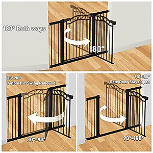 Extra Wide Baby Gate with Door-Walk Through Baby Gates for Stairs Pressure Mounted no Drill-Indoor Tension Metal Child Pet Dog Safety Gate 59.84"-62.60" inches Wide