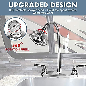 EXCELFU RV Kitchen Faucet, RV Sink Faucets for Kitchen with Flexible Arc 360 Degree Rotatable Sprayer, RV Kitchen Sink Faucet Replacement for Campers, RVs Motorhomes, Travel Trailers (8 inches Apart)