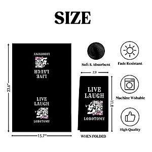 Cheroloven Halloween Bathroom Decorations, Funny Bathroom Hand Towels, 2 Pack Gothic Kitchen Towels Dish Cloths, Scary Skull Home Wall Decor Halloween Party Favors - Live Laugh Lobotomy