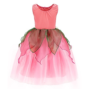 MDYCW Princess Fairy Costume for Toddler Girls, Birthday Party Fairy Dress Up, Special Occasion Dress, Pink
