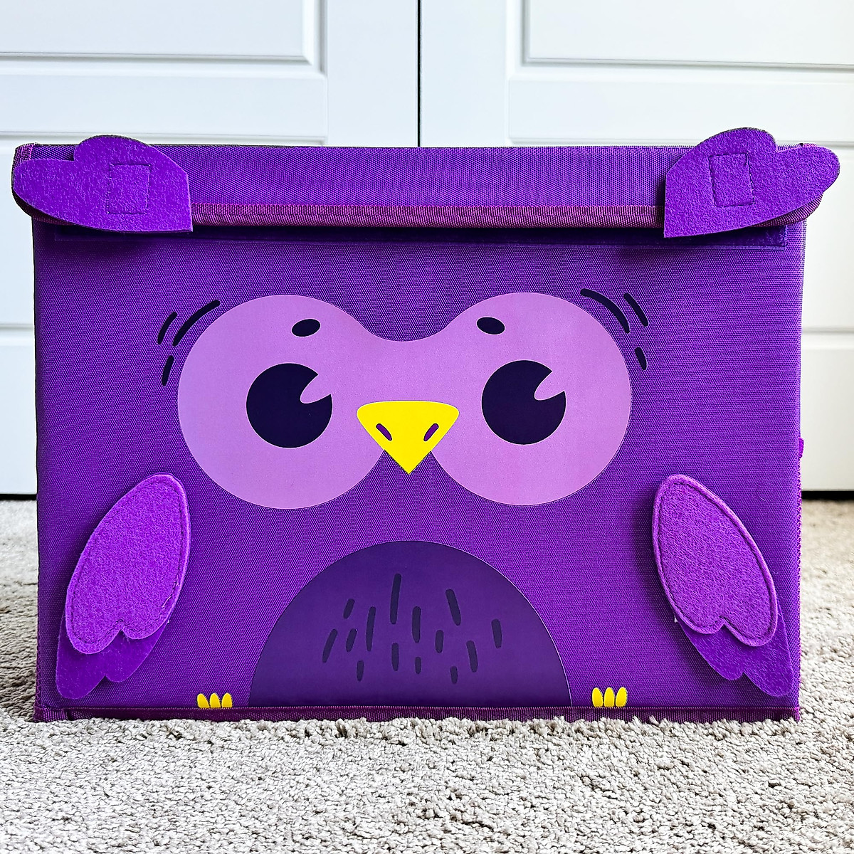 QUOKKA Large Toy Storage Box Unicorn & Small Toy Storage Box Owl Playroom Organizers