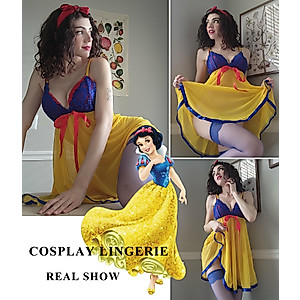 Avidlove Lace Negligee Lingerie Sexy Boudoir Outfits Snow White Costumes Lingerie V-Neck Sleepwear for Curvy Women