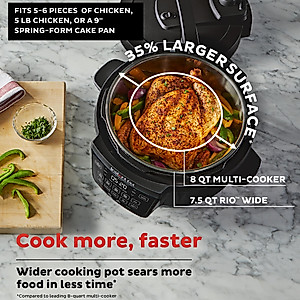 Instant Pot RIO Wide Base, 7.5 Quarts, Large Searing Base, WhisperQuiet Steam Release, 7-in-1 Electric Multi-Cooker, Pressure Cooker, Slow Cooker, Rice Cooker, Steamer, Sauté, Yogurt & Warmer