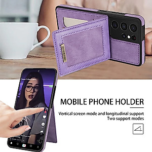 Compatible with Samsung Galaxy S21 Ultra 5G Case with Leather Credit Card Holder Magnetic Clasp Stand Cell Accessories Mobile Flip Purse Phone Cover for S21ultra 21S S 21 21ultra G5 Women Men Purple
