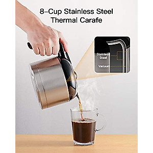 Boly Coffee Maker with Thermal Carafe 8 Cup, Programmable Coffee Maker Drip with Timer and Coffee Pot, Automatic Coffee Machine Includes Reusable Filter