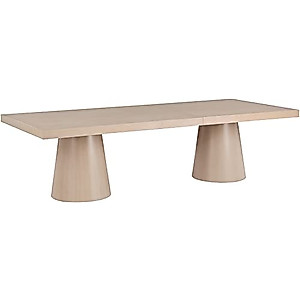 Meridian Furniture 502Oak-T Tavolo Collection Modern | Contemporary Dining Table, Rich Natural Oak Finish, MDF With Natural Oak Veneer, 2 Table Leaves Included, 95" / 113.5" / 132" W x 47.5" D x 31" H