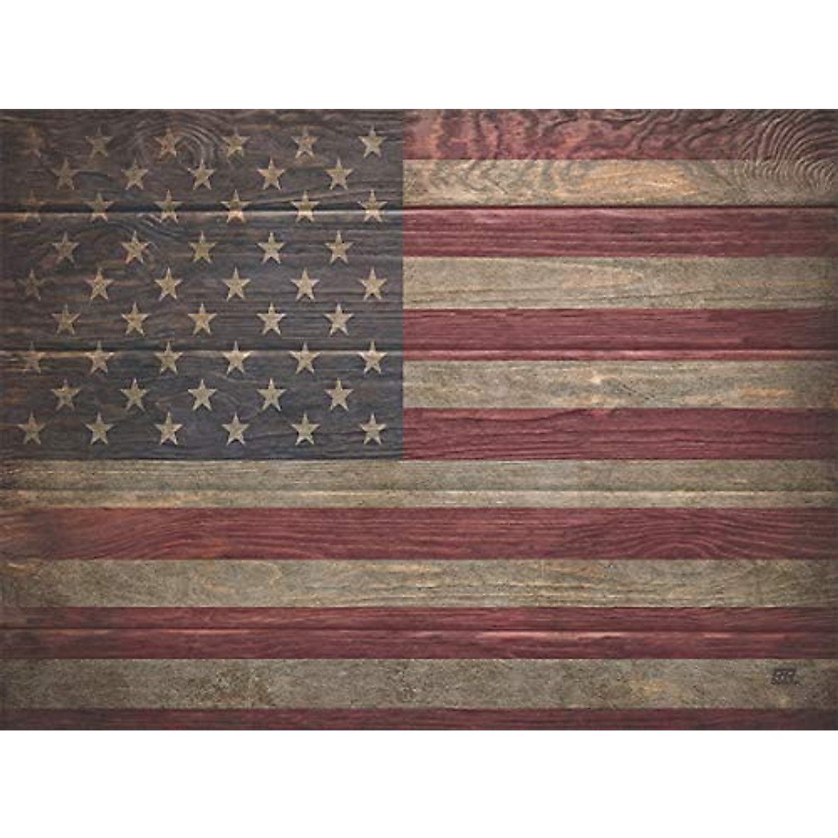 Patriotic USA Wood Flag Look Design Glass Cutting Board Decorative American United States of America Rustic Design