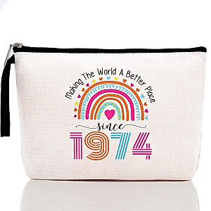 Hanamiya Na 51th Birthday Gifts for Women-Making The World A Better Place Since 1974, 51 Years Old Makeup Bag for Her, Friend, Mom, Sister, Wife, Aunt, Coworker Boss