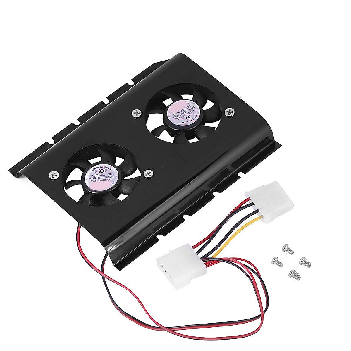 ASHATA HDD Fan Cooling Cooler, 3.5" Hard Disk Drive Fan Cooling Cooler Gold Tone, Hard Disk Cooler for HDD with Fast Heat Dissipation, 2 Fans Design(Black)