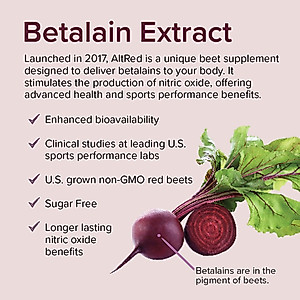AltRed Sur Beet Root Capsules for Muscle Recovery and Sports Nutrition - 25% Betalain Extract Pre Workout & Nitric Oxide Supplement for Endurance Athletes - NSF Certified for Sport