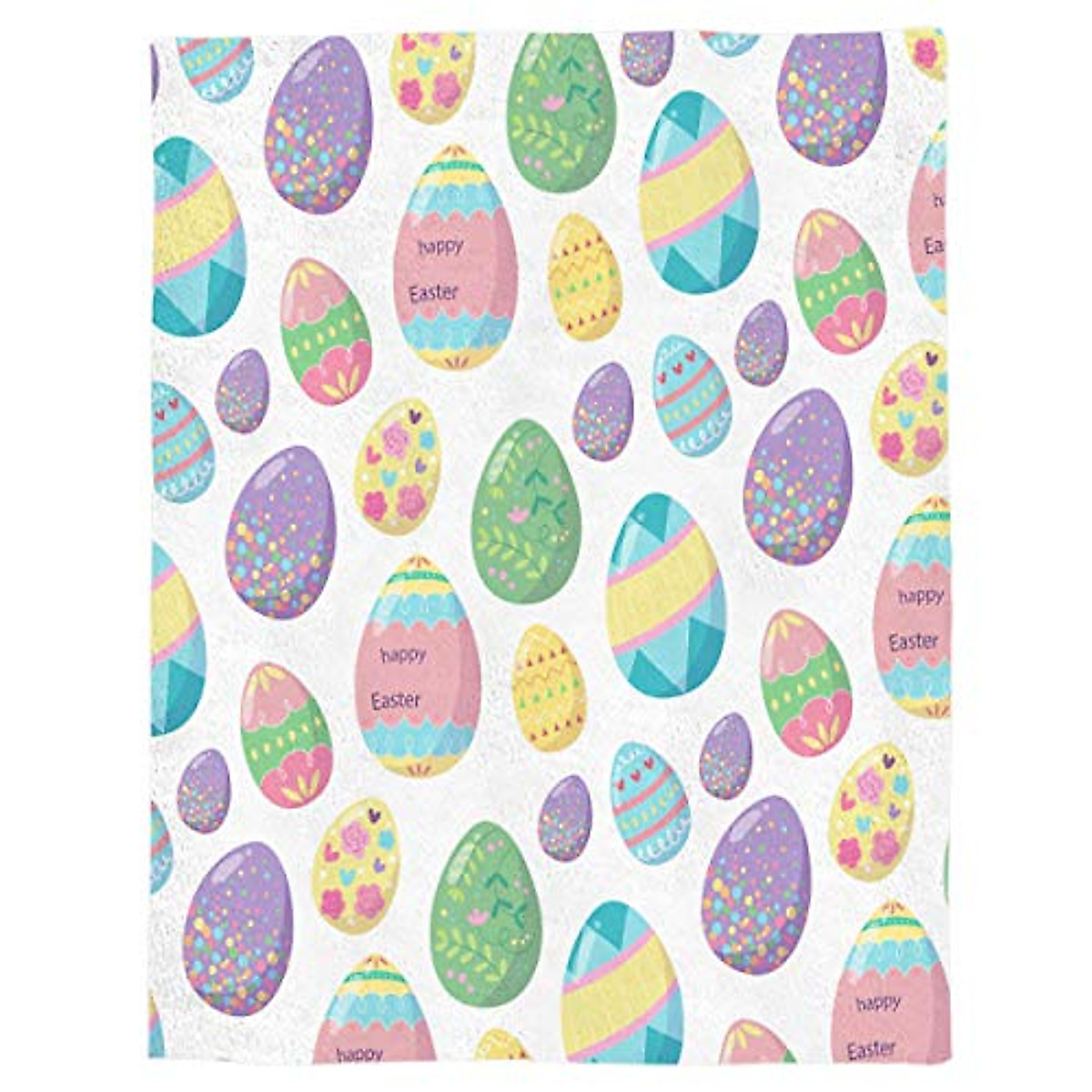 Throw Blanket for Baby/Adults/Boys/Girls Happy Easter Colorful Eggs Cozy Flannel Bed Blanket Lightweight for Couch Sofa, Travel, Camping, Picnic 39x49in