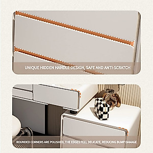 ZGNBSD Makeup Vanity - Vanity Desk with 9 Drawers, Modern & Simple Vanity Set, Including Led Smart Makeup Mirror and Acrylic Transparent Chair, Perfect for Her - Morning and Night (6 Drawers)