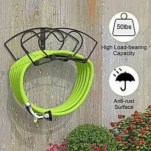 VyGrow Hose Holder Wall Mount, Heavy Duty Garden Hose Holder, Solid Metal Hose Hanger Holds Up to 150ft, Decorative Water Hose Holder for Outside Yard, Garden Hose Storage Hose Reel, Black