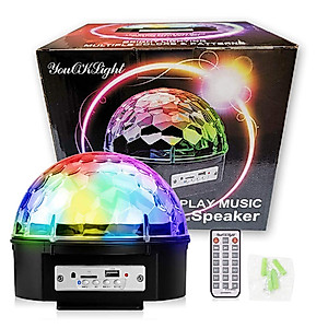 YouOKLight Disco Light, 9 Color LED Music Crystal Ball, Sound Activated, Remote Control, for Party, Home, Room, Dance, Birthday Gift, Kids Club