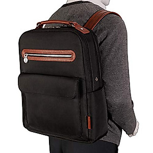 McKlein Logan, 1680D Ballistic Nylon with Leather Trim, 17" Nylon, Two-Tone, Dual-Compartment, Laptop & Tablet Backpack, Black (79085)