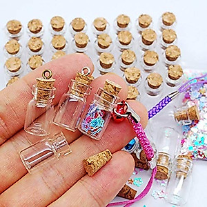 Qixivcom 60 Pcs 0.5ml Mini Small Bottles Vials Clear Glass Bottles Tiny Jars with Cork Stoppers Bottle Miniature Glass Bottle Gift DIY Decoration Empty Little Bottle Eye Screw for Arts Crafts Party Favor