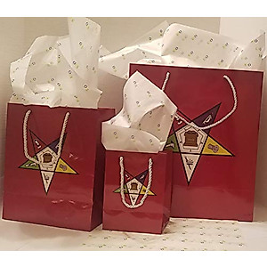 Blanket Dude Eastern Star OES Gift Wrapping COMBO SET 3 Bags and Tissue Paper 17", 12" 8" Bag