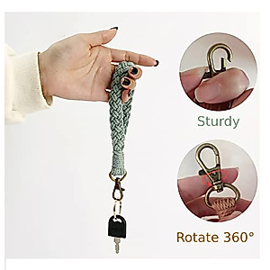 Macrame Keychain Boho Keychain Lanyards for Keys Key chain wrist lanyard for women Wrist Keychain Keyring Bracelet Holder Car Key Lanyard, Macrame Wristlet Keychain Car Keys Keychain Wristlet Blue Key Chain