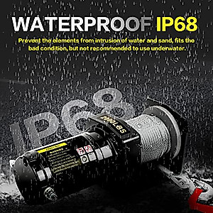 Auraroad Electric Winch 2000 lb, 12V DC ATV UTV Electric Winch with Wireless Remote, Steel Rope Waterproof Towing Winch Kit