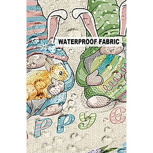 Vandarllin Outdoor Throw Pillows Covers 18X18 Set of 2 Waterproof Gnome Easter Eggs Bunny Decorative Zippered Lumbar Cushion Covers for Patio Furniture, Pink Buffalo Plaid