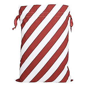 Jolly Jon Large Christmas Bags Santa Sacks - Red Candy Cane Santa Sack - XL Large Reusable Christmas Gift Bag - 17.5 x 24.5 with Drawstring Closure