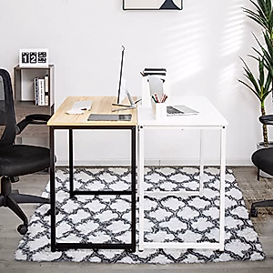 Tangkula White Computer Desk, Study Writing Desk W/Heavy Duty Steel Frame, Modern Simple Style Laptop Table for Home Office, Easy Assembly