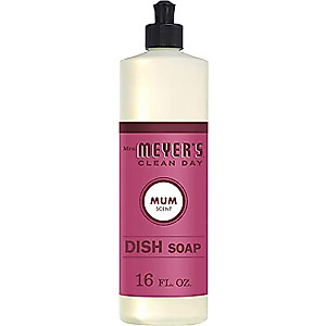 MRS. MEYER'S CLEAN DAY Liquid Dish Soap, Biodegradable Formula, Mum, 16 Fl Oz. (Pack of 3)