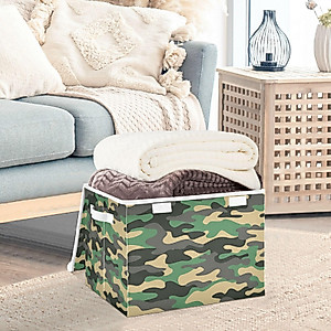 YETTASBIN Camo Texture Storage Basket with Lid and Handles, Large Collapsible Fabric Storage Bins Sturdy Storage Organizer for Shelves, Closet, Bedroom, School, Office, Home Decor