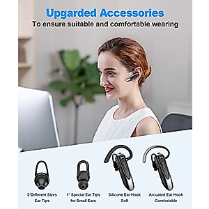 Link Dream Bluetooth Earpiece Wireless CVC8.0 Headset for Cell Phone Dual Mic Noise Canceling Handsfree Phone Earpiece with Mute 20Hrs Talk Time 180 Days Standby for iPhone Android Home Office Driving