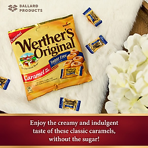 Werthers Sugar Free Hard Candy Variety Pack of 6 - 3 Bags Each Flavor - Original Hard Candy and Caramel Coffee - Individually Wrapped Sugar Free Candy - Bundle with Ballard Products Pocket Bag