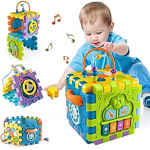 MiniFAIRY Activity Cube Baby Toys 6 to12 Months,Early Educational Music Light Up Baby Toys for 6 12 18 Months,1 Year Old Baby Toys Play Center, Montessori Toys for 1 2 3 Years Old Boys Girls