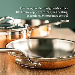 Hestan - CopperBond Collection - 100% Pure Copper Frying Pan, Induction Cooktop Compatible, 12.5-Inch