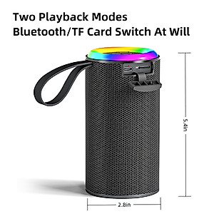 VANPEUSO B-703 Portable Bluetooth Speaker, IPX5 Waterproof, Dual Pairing, Bluetooth 5.3, with Built-in Mic/RGB Lights/TF Card