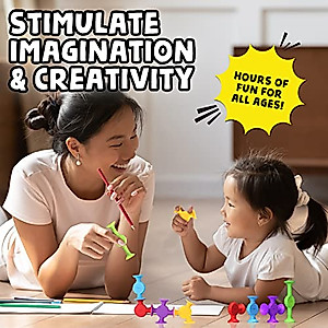 BUNMO Sensory Suction Bath Toys 10pcs | Connect, Build, Create | Mold Free Bath Toys | Hours of Fun & Creativity | Montessori Toys | Sensory Toys | Baby Easter Basket Stuffers for Babies