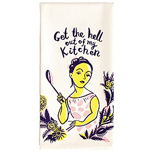 Blue Q Dish Towel, Get The Hell Out of My Kitchen. 100% Cotton, Funny and Functional, Screen-Printed in Rich Vibrant Colors, Measures 28" h x 21" w