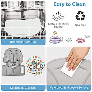 BABY JOY 7 in 1 Baby High Chair, Convertible Infant Feeding Chair w/Removable Tray, Adjustable Legs & Storage Basket, Toddler Building Block Table/Kids Table & Chair Set, Gray