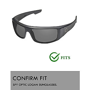 Raydi Polycarbonate Replacement Lenses for Spy Optic Logan Rectangular Sunglasses - Silver Titanium Mirror - Polarized