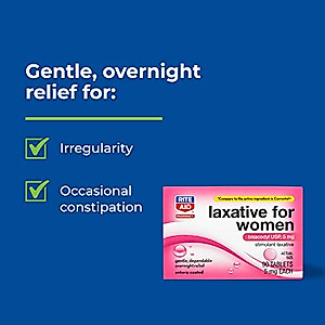 Rite Aid Women's Stimulant Laxative Tablets, Bisacodyl USP, 5 mg - 90 Count | Constipation Relief | Coated for Easy Swallowing | Laxatives for Constipation for Women | Women Health | Stool Softener