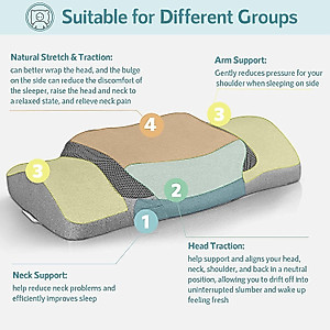 BedsPick Extra Firm Pillows, Cervical Neck Pillow for Pain Relief, Memory Foam Pillow with Armrest Design for Side Back Stomach Sleeper, OEKTEX-100 Certified Washable