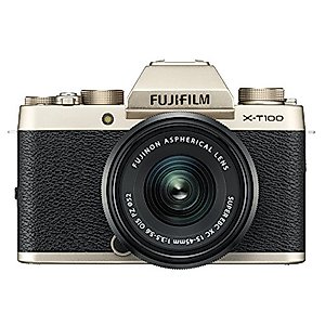 Fujifilm X-T100 Mirrorless Digital Camera w/XC15-45mmF3.5-5.6 OIS PZ Lens - Champagne Gold