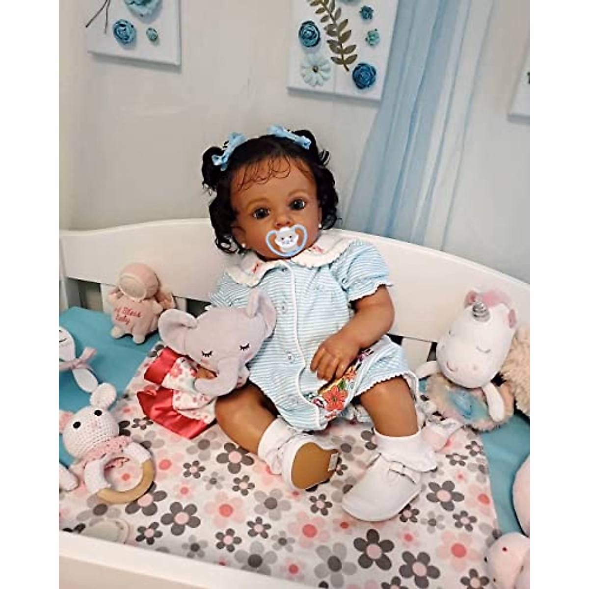 Angelbaby 24" Lifelike African American Reborn Toddler Doll, Cute Realistic Newborn Silicone Gift Toy