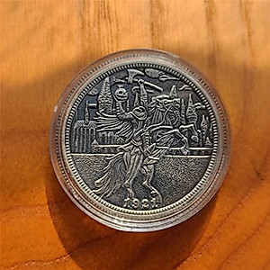 hawkspread Halloween Pumpkin Headless Horseman Soul Handed Over to Demon HOBO Nickel Antique Silver Plated Collection Satan Series Challenge Coin