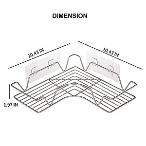 FABROK Corner Shower Caddy, Wall Mounted Shower Rack With No Drilling Strong Adhesive, Stainless Steel Corner Shelves for Kitchen Bathroom Organizer(2 Pack)