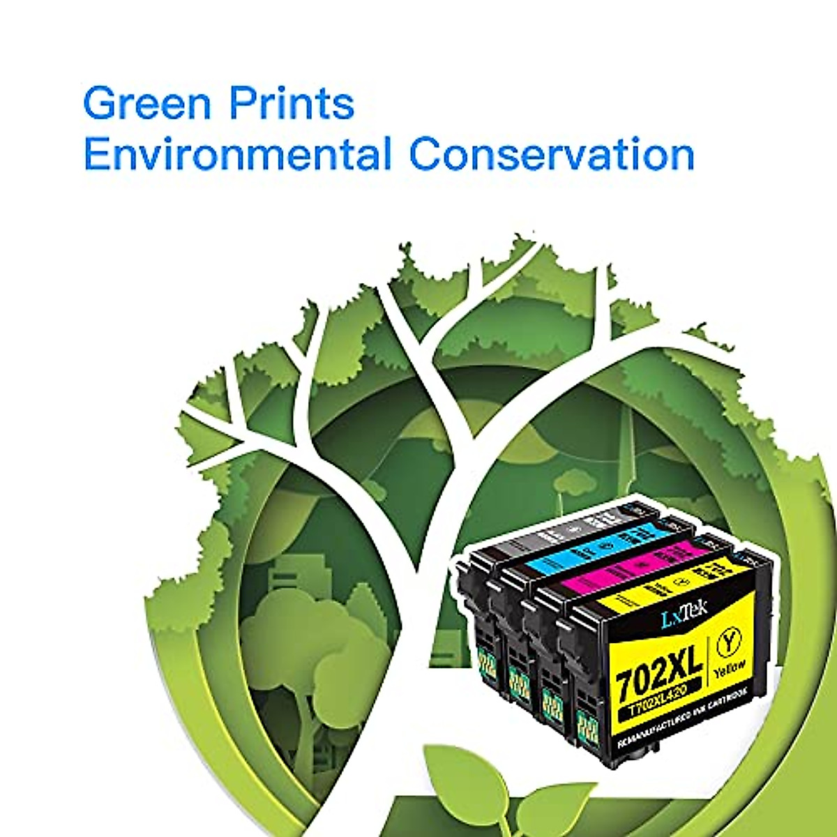 LxTek Remanufactured Ink Cartridge Replacement for 702XL 702 XL T702XL to use with Workforce Pro WF-3730 WF-3720 WF-3733 Printer (High Yield, 4-Pack)